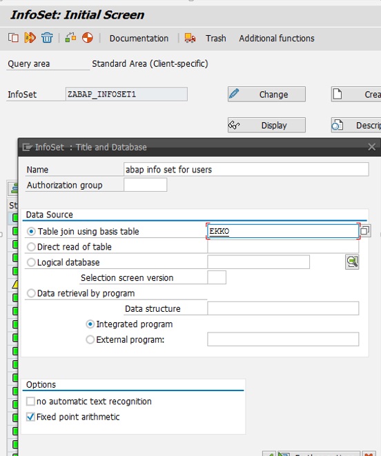 SAP ABAP technical information: SAP Query creation
