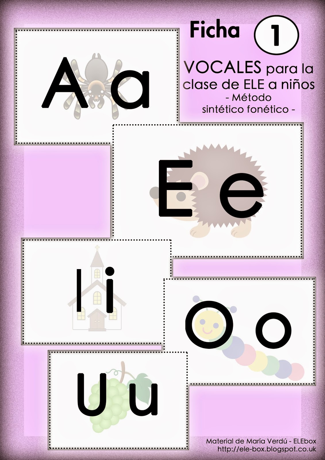 Las vocales a, e, i, o, u. Método sintético fonético | ELEbox