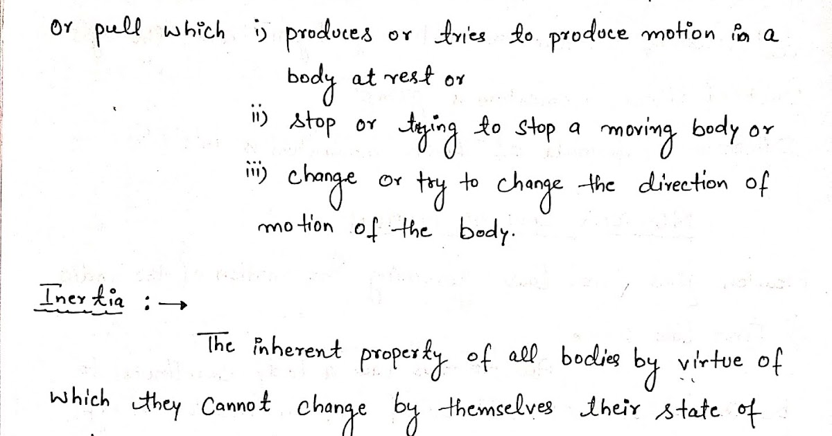 LAW OF MOTION HANDWRITTEN NOTES FOR CLASS 11TH PHYSICS