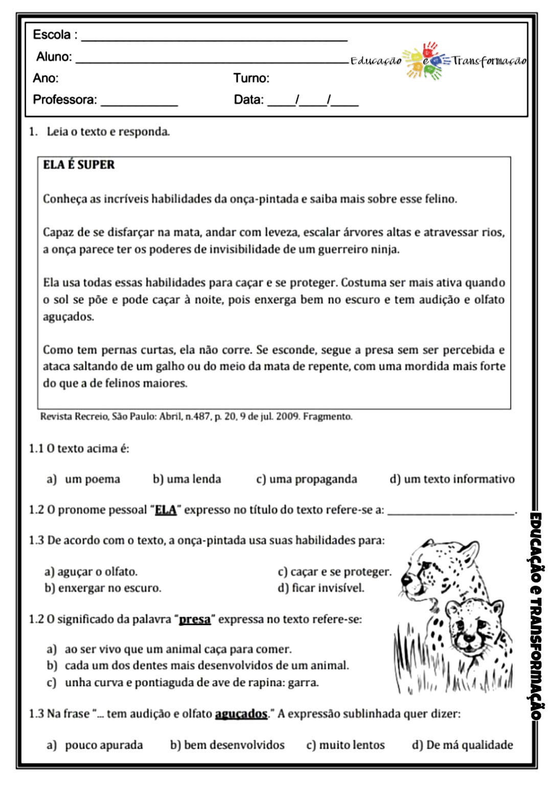 Interpretação textual ~ Atividades