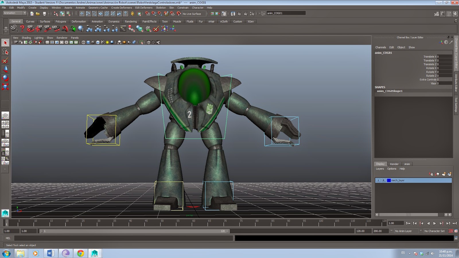 Lista la Animación en Maya del Robot Verdolga