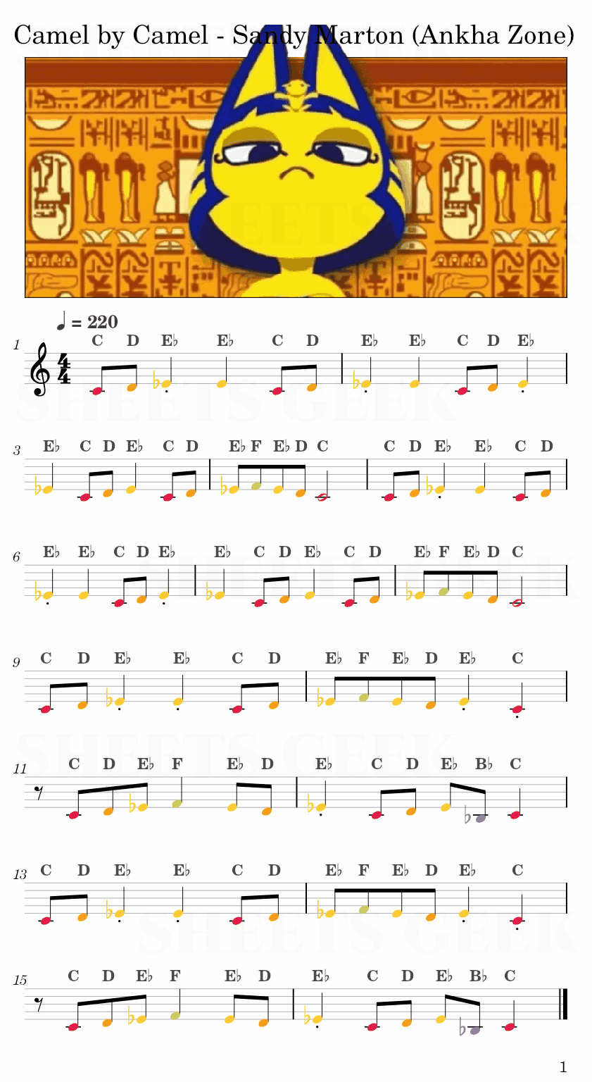 Camel by Camel - Sandy Marton (Ankha Zone) | Easy Sheet Music
