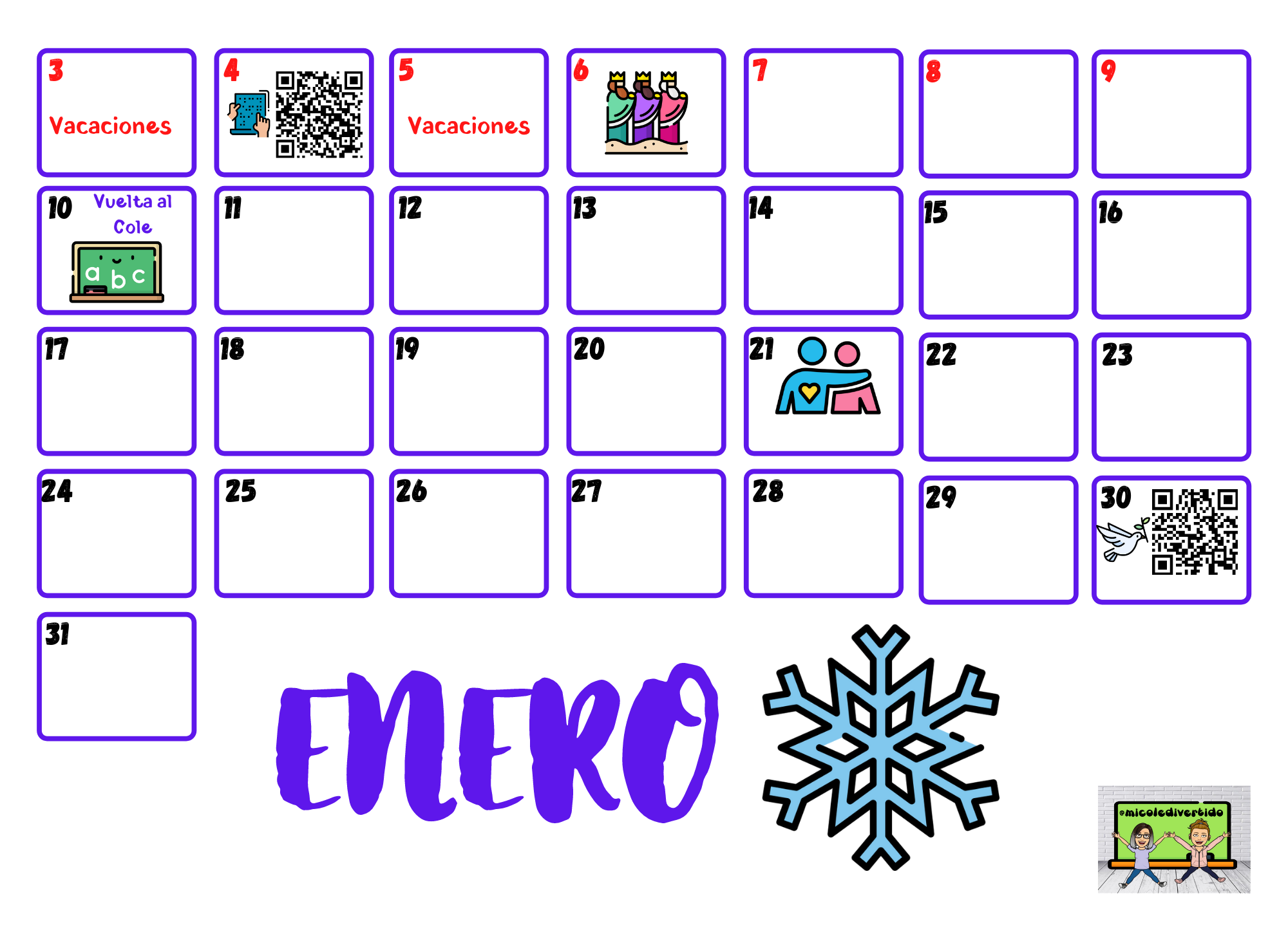 MI COLE DIVERTIDO: Calendarios QR