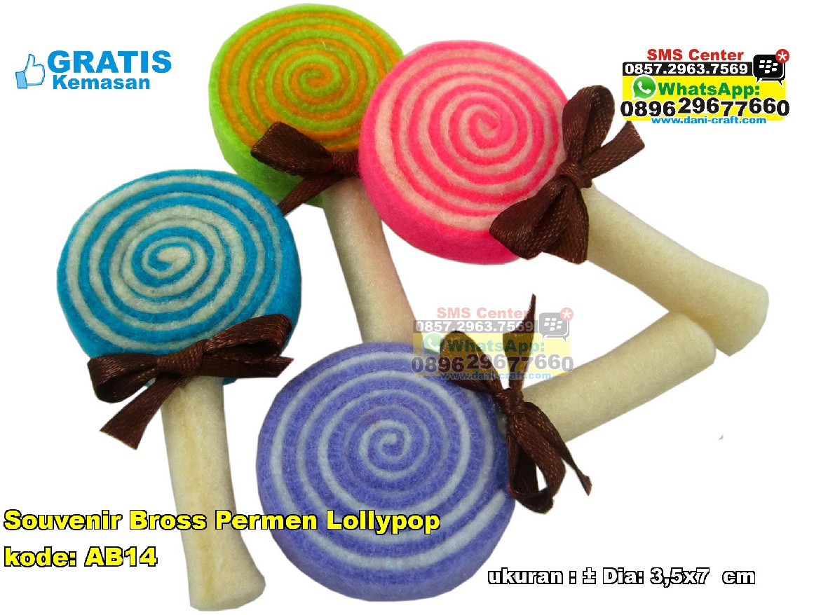Souvenir Bross Permen Lolypop Flanel | Souvenir Pernikahan