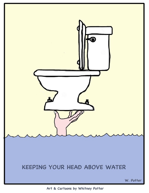 Shoreline Area News: Cartoon by Whitney Potter: Head above water