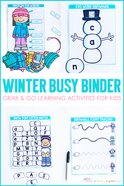 Winter Themed Busy Binder Activities | Lets Play.Learn.Grow