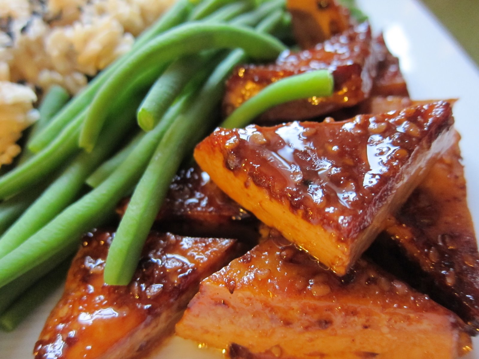 WholeFoodVegan: Teriyaki Tofu Triangles with Brown Basmati Rice and ...