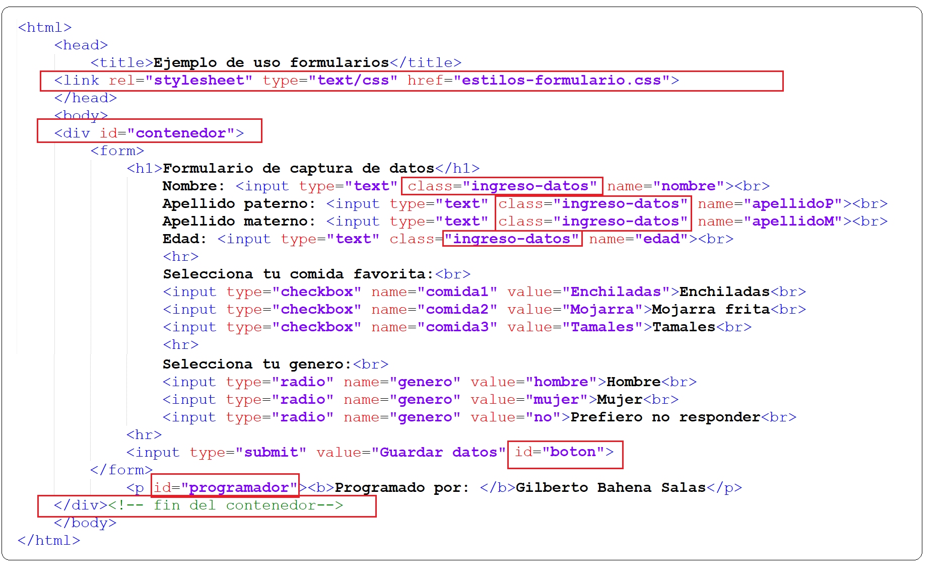 Formulario con estilos CSS