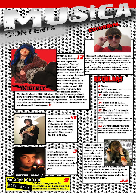 Media Studies Portfolio: Music Magazine: Contents Page Final Draft