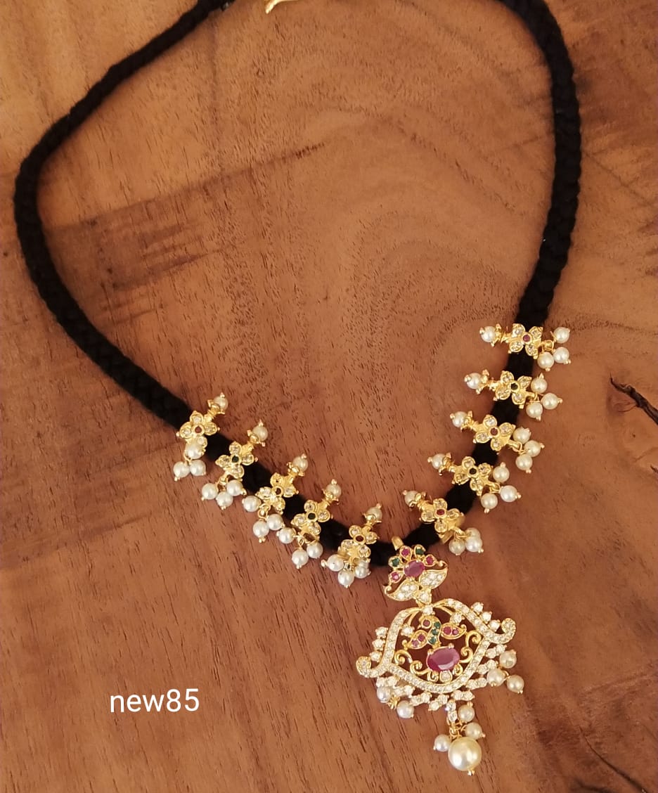 Black Thread Necklace - Indian Jewelry Designs