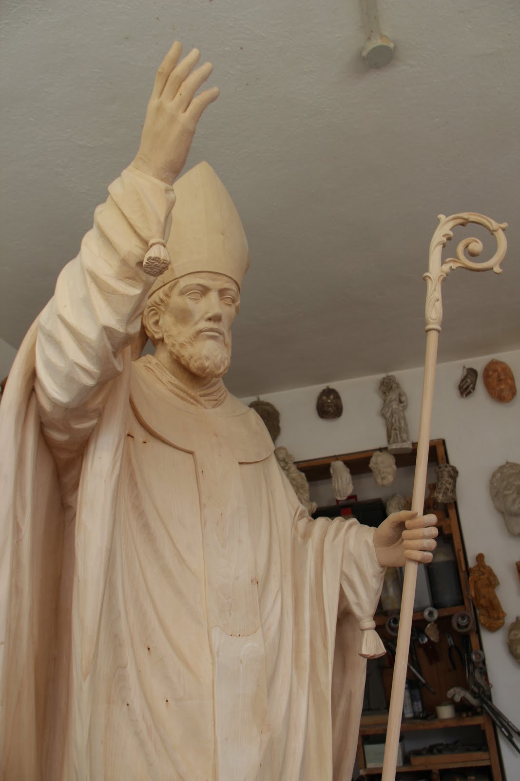 Hand-Carved Statue of St. Rufinus of Capua by Ferdinand Stuflesser 1875 ...