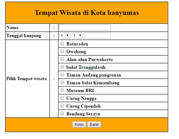 Form Input data CheckBox ke dalam Database MySQL dengan PHP Form Input data CheckBox ke dalam Database MySQL dengan PHP