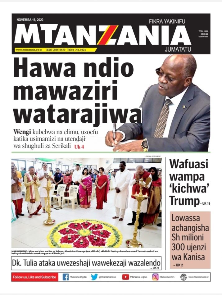 MAGAZETI YA LEO 16/11/2020 | MUUNGWANA BLOG