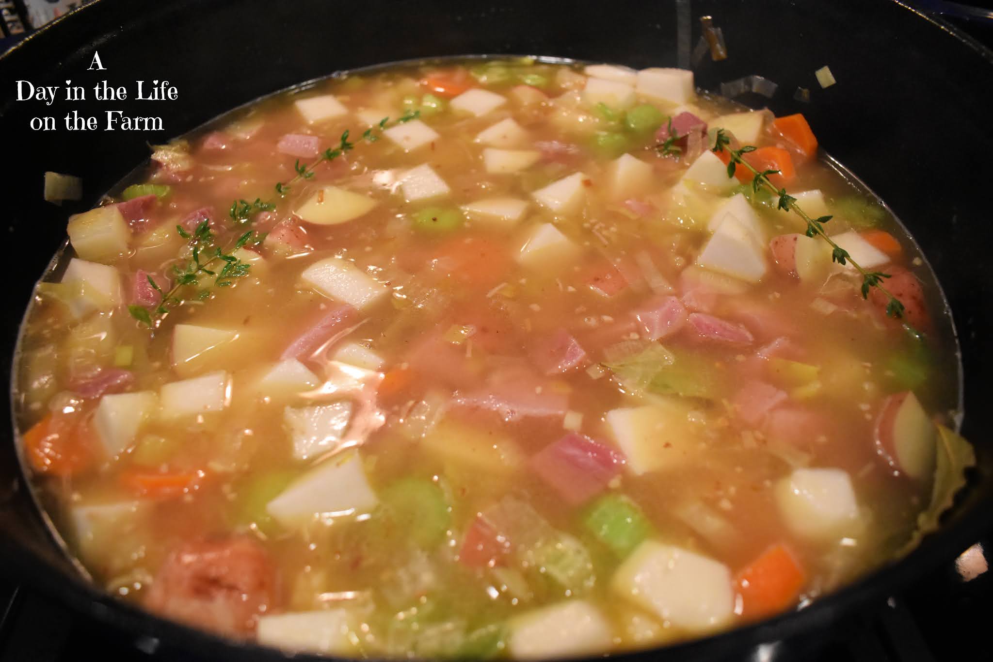 A Day in the Life on the Farm: Ham and Vegetable Stew #SoupSaturdaySwappers