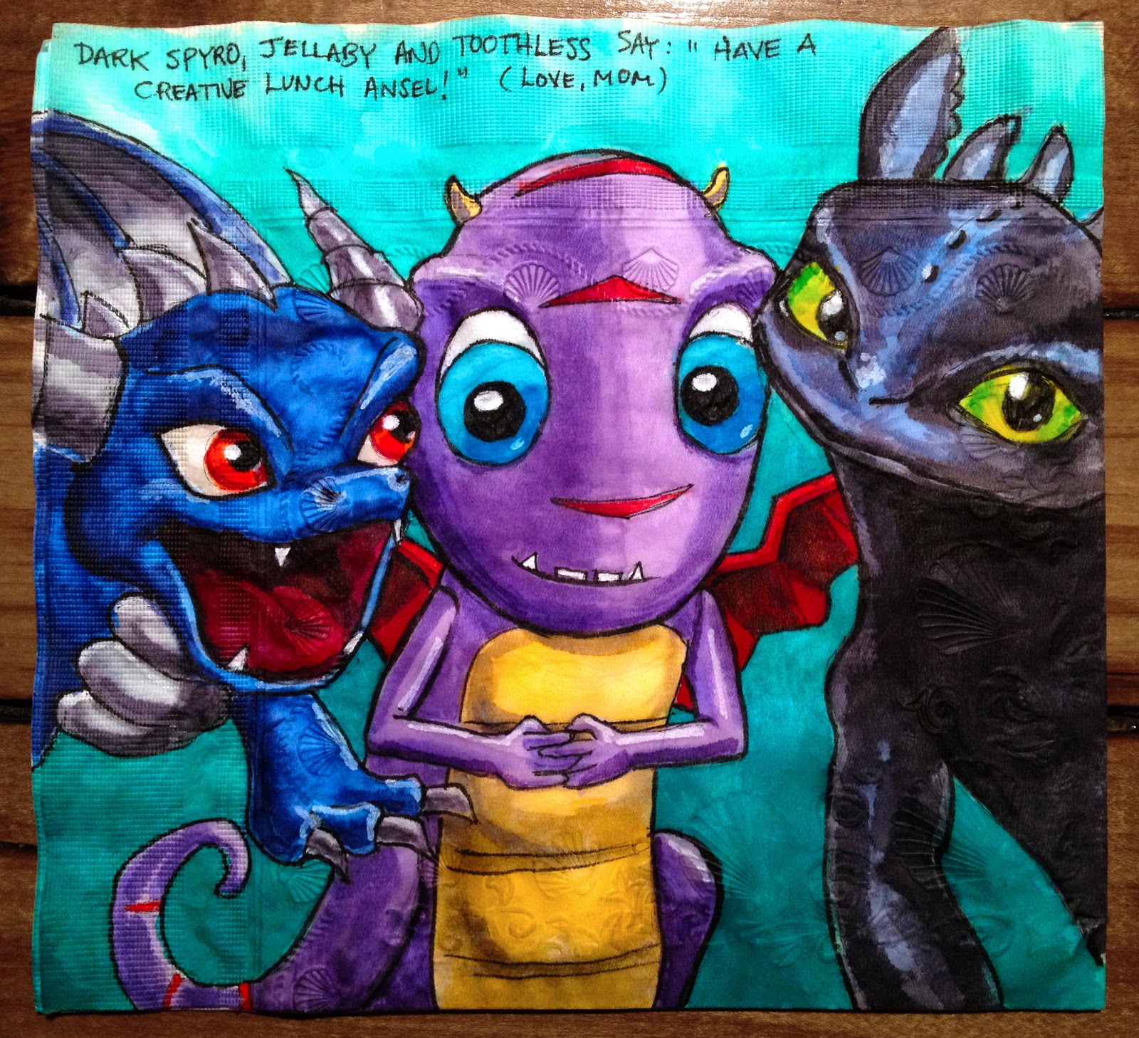 Daily Napkins: Dark Spyro, Jellaby and Toothlesss