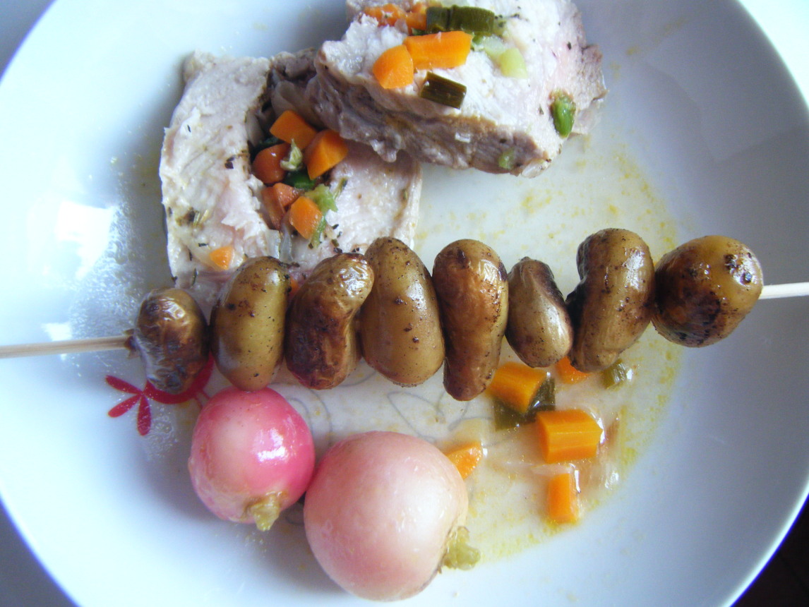 Dans mon assiette: Rôti de porc farci aux légumes de printemps
