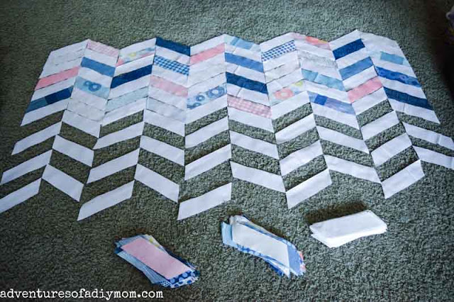 EASY Herringbone Quilt Pattern using 2 1/2 " Strips - Adventures of a DIY Mom