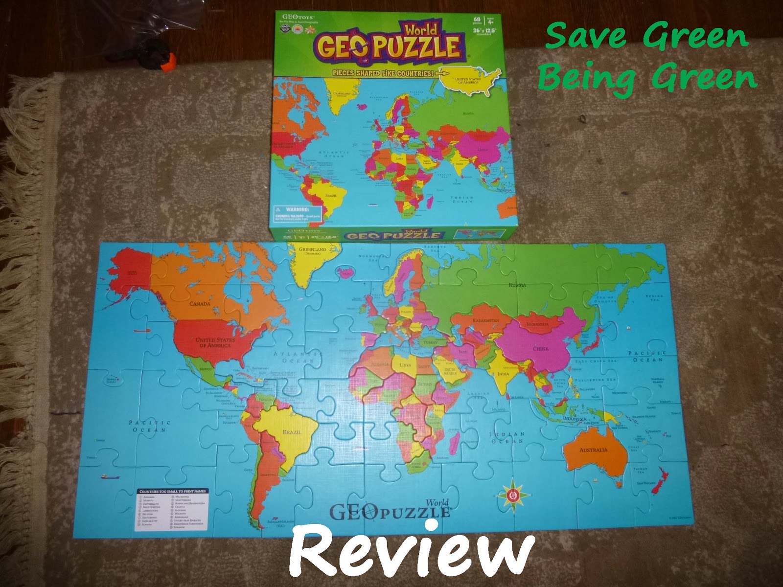 Save Green Being Green: GIVEAWAY and Review: GeoPuzzle World