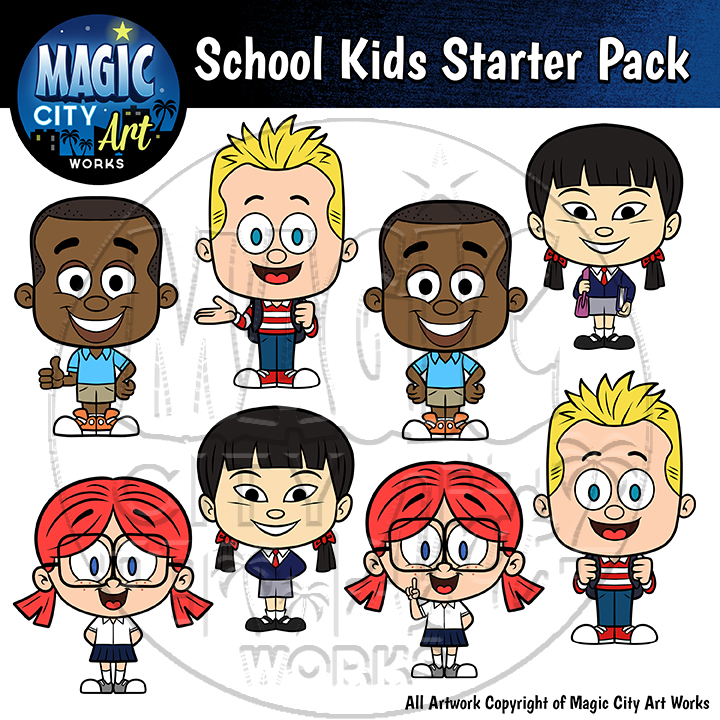 Classy Kids Clip Art Starter Pack - 16 PIECE BUNDLE! Color and Line Art ...
