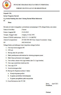 Contoh Format Perpanjang STR Bidan (Re-registrasi) Terbaru