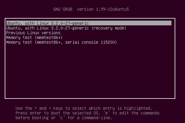 Ubuntu 12.04 Grub2のブートメニュー - kledgeb