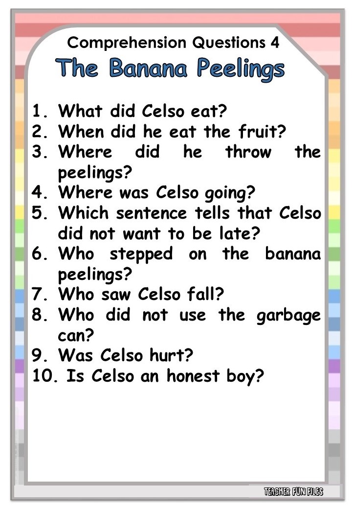 Teacher Fun Files: English Stories with Reading Comprehension Questions