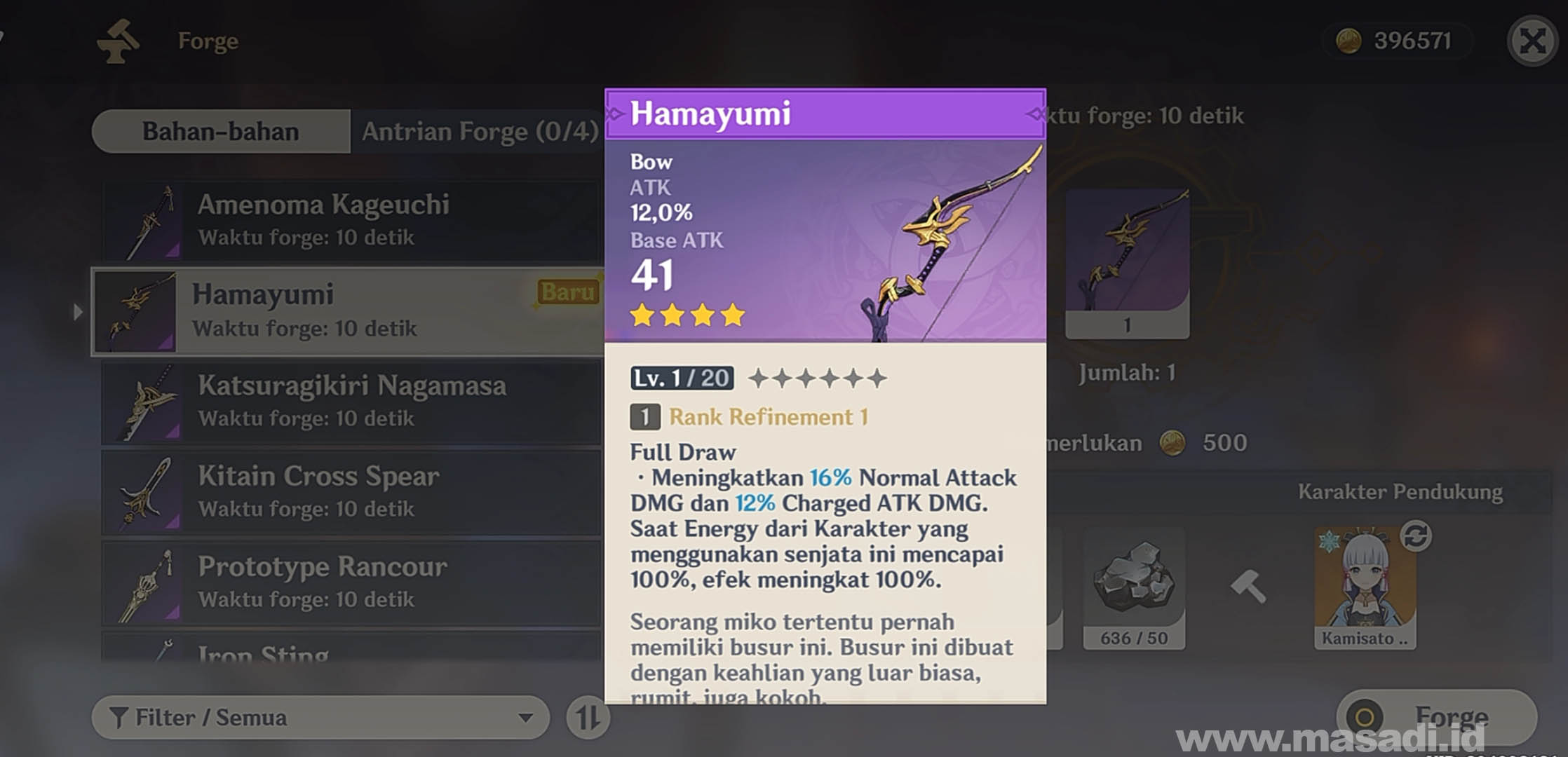 Cara Mendapatkan Blueprint Senjata Bow Hamayumi di Inazuma - Genshin Impact - MASADI.ID