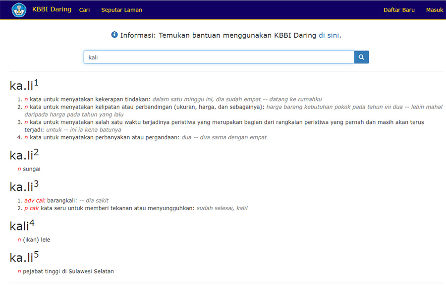 Kali Meaning In Bahasa Indonesia