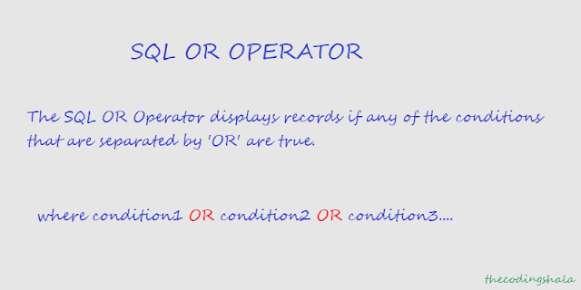 SQL OR Operator - The Coding Shala
