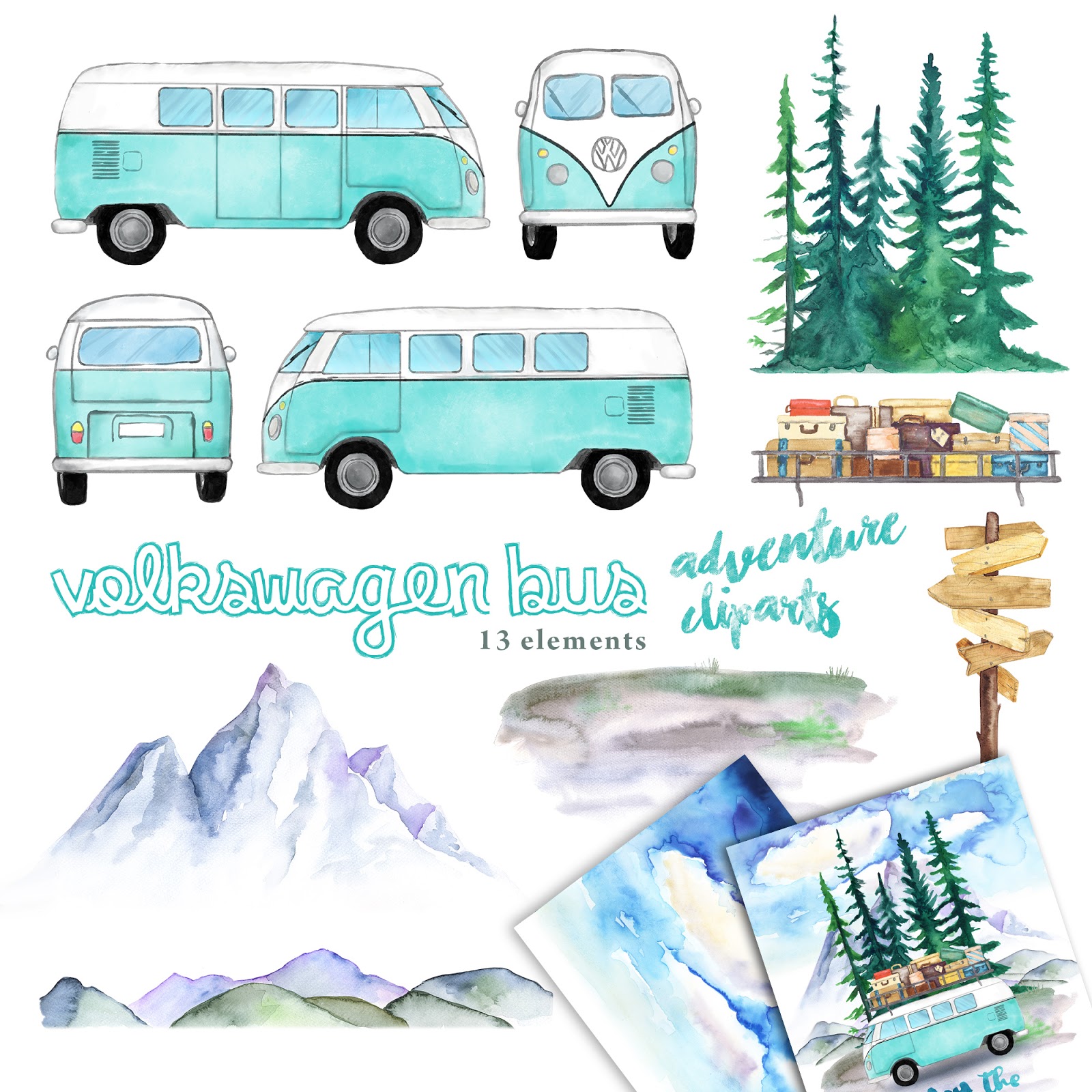 Katona Dóra: Volkswagen Bus Adventure Cliparts
