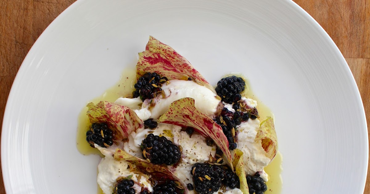 Sam Cooks Food: Burrata with crushed blackberries, castelfranco, fennel ...