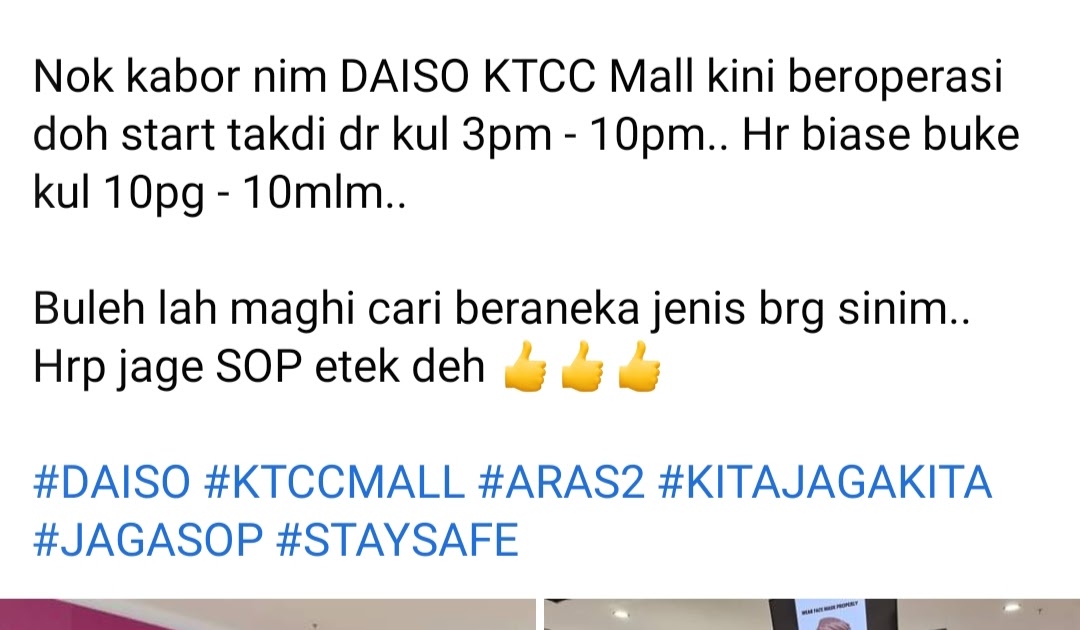 BLOG HOMESTAY BAITI JANNATI, KG BARU SERADA, KUALA TERENGGANU: KTCC MALL - DAISO DAN MACAM2 ADA