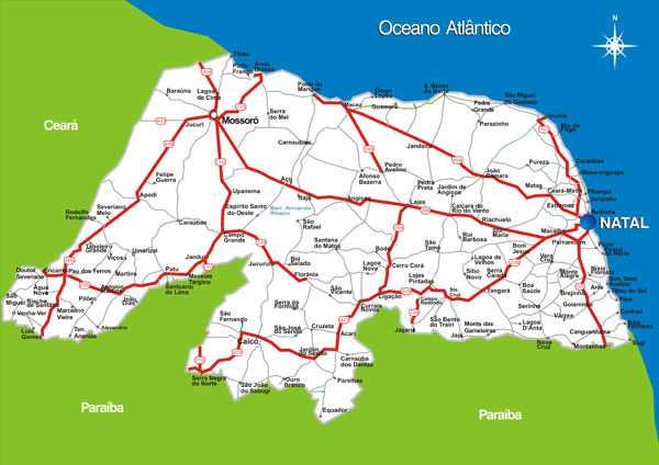 Roaz: Mapa do Estado de RIO GRANDE DO NORTE