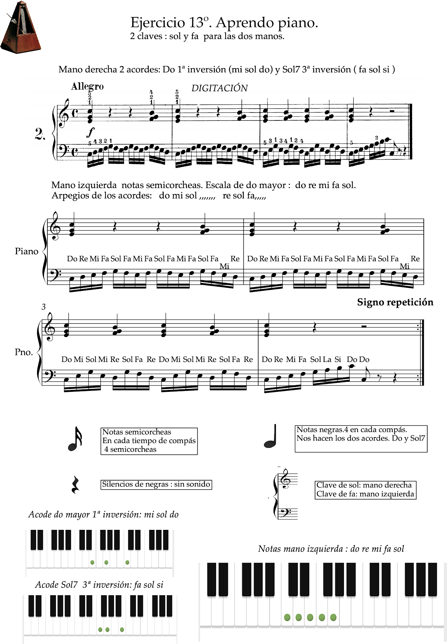 Ejercicio 13º . Aprendo piano.