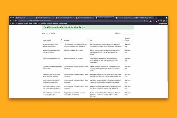 Cara Membuat Datatables Multiple Tables Di Laravel Langsung Coba Tutorial