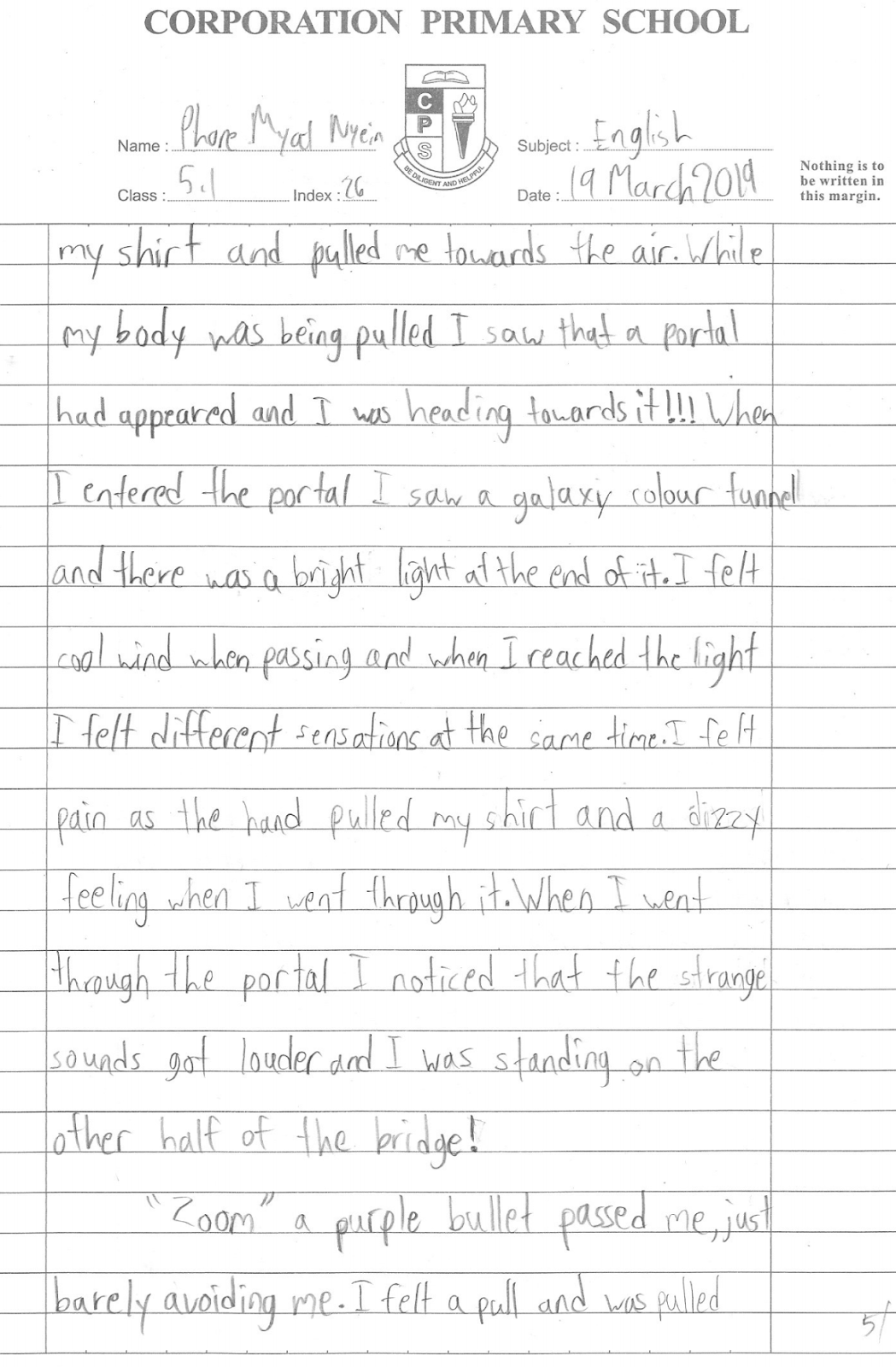 Free Thinker: Composition of a primary 5 student