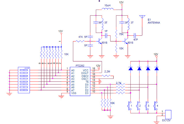 ELECTRONIC CIRCUIT: Mạch nguyên lý PT2262 PT2272