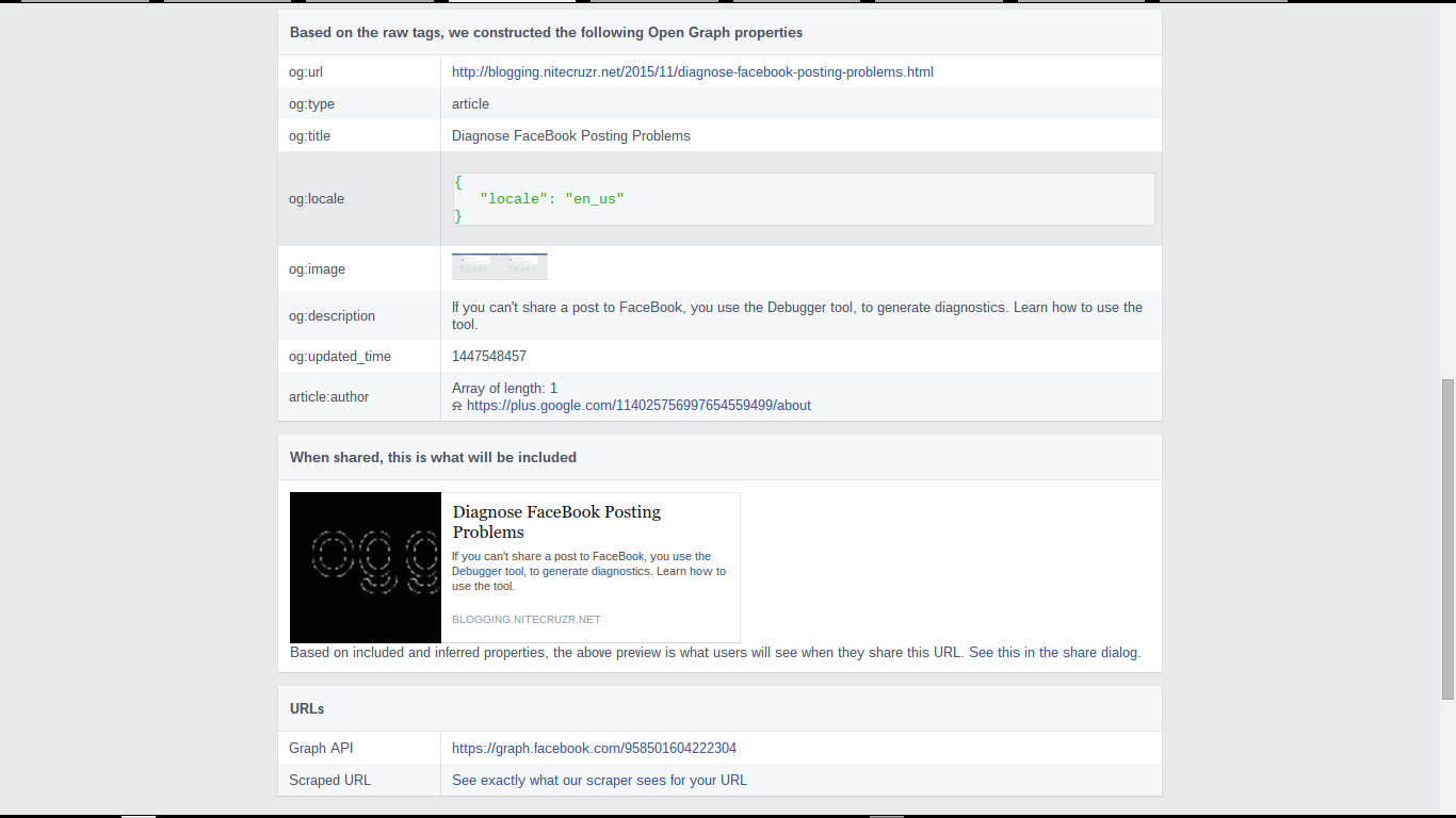 Diagnose FaceBook Posting Problems