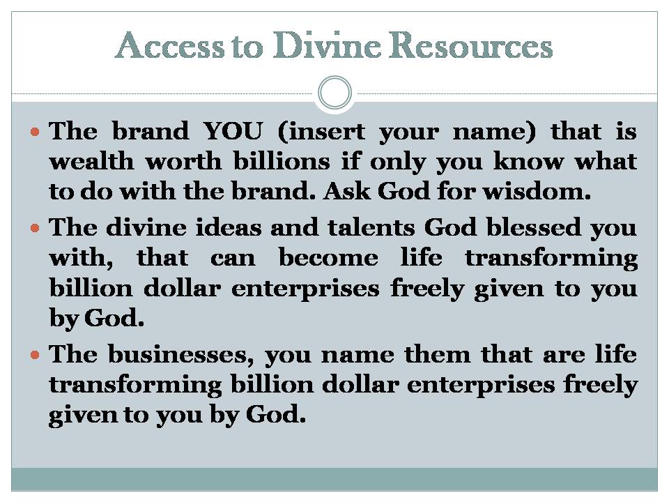 Olives International: Access to Divine Resources