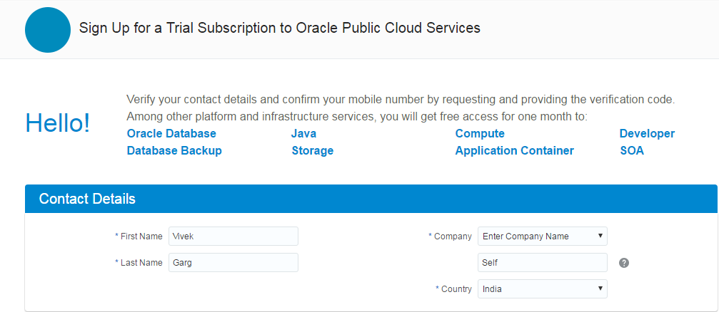 SOA Cloud - How to register for SOA Cloud Service Trial Version ...