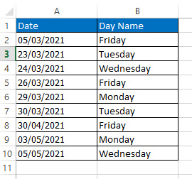 Excel-VBA Solutions: Get the Day Name of a Date Using VBA