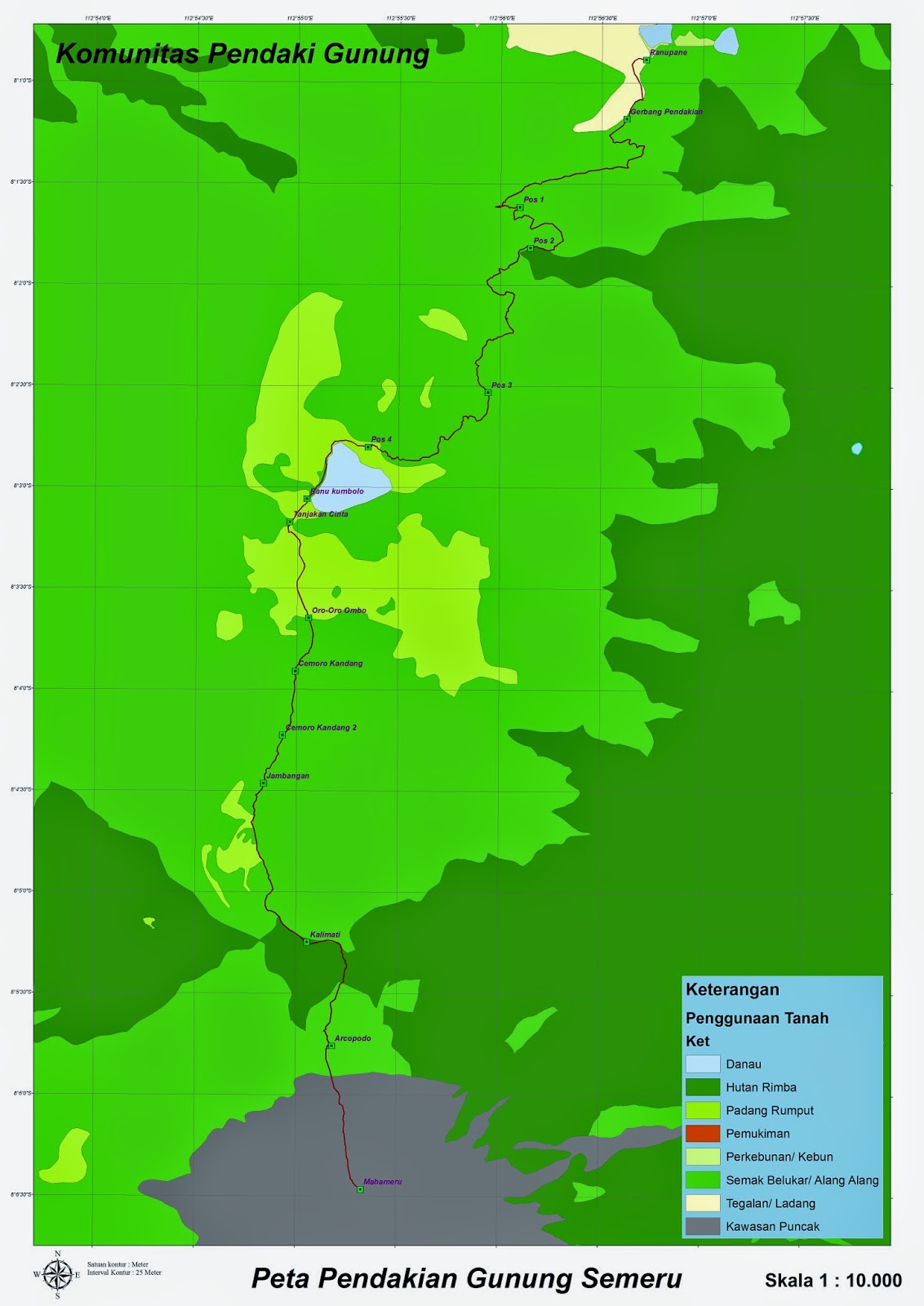 Peta Jalur Pendakian Gunung Semeru | Catatan Pendaki Gunung