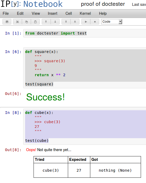 Catherine: pyOraGeek: IPython Notebook tutorial with doctest feedback