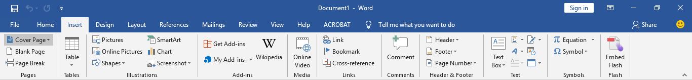 Fungsi Menu Bar pada Microsoft Word 2016