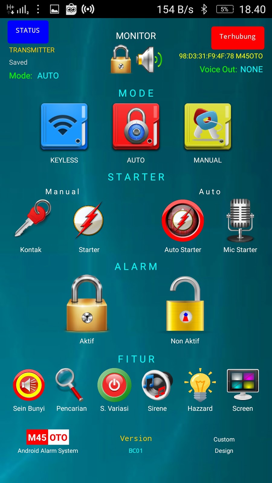 M45OTO.COM: Alarm Motor Keyless Hp Android M45OTO (Version BC01)