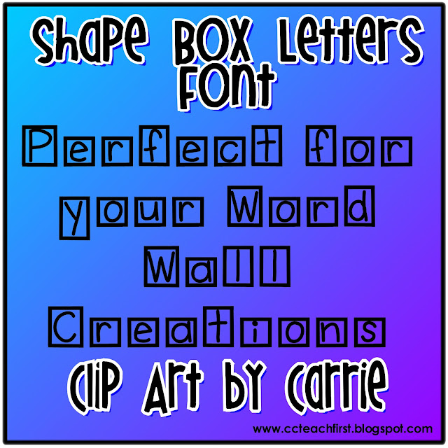 Clip Art by Carrie Teaching First: Shape Box Letters Font