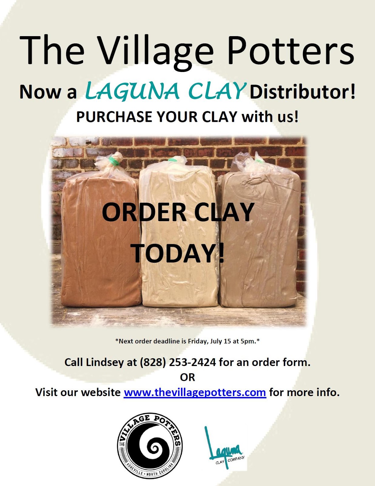 The Village Potters in Asheville are now a Laguna Clay Distributer