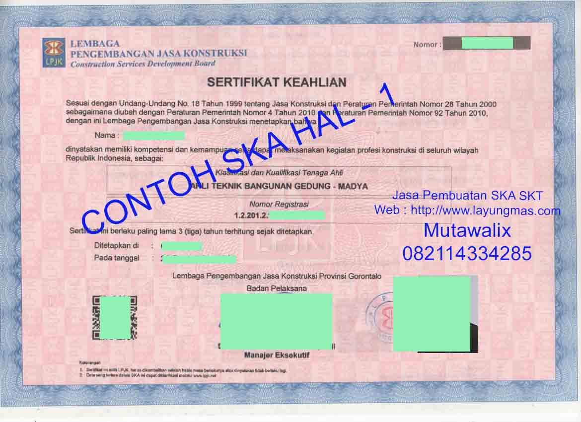 Pembuatan Sertifikat SKA, SKT dan ISO Pembuatan Sertifikat SKA, SKT dan ISO