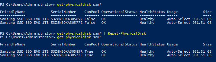 Field Notes of a Computer Geek: Unable to add drive to storage pool